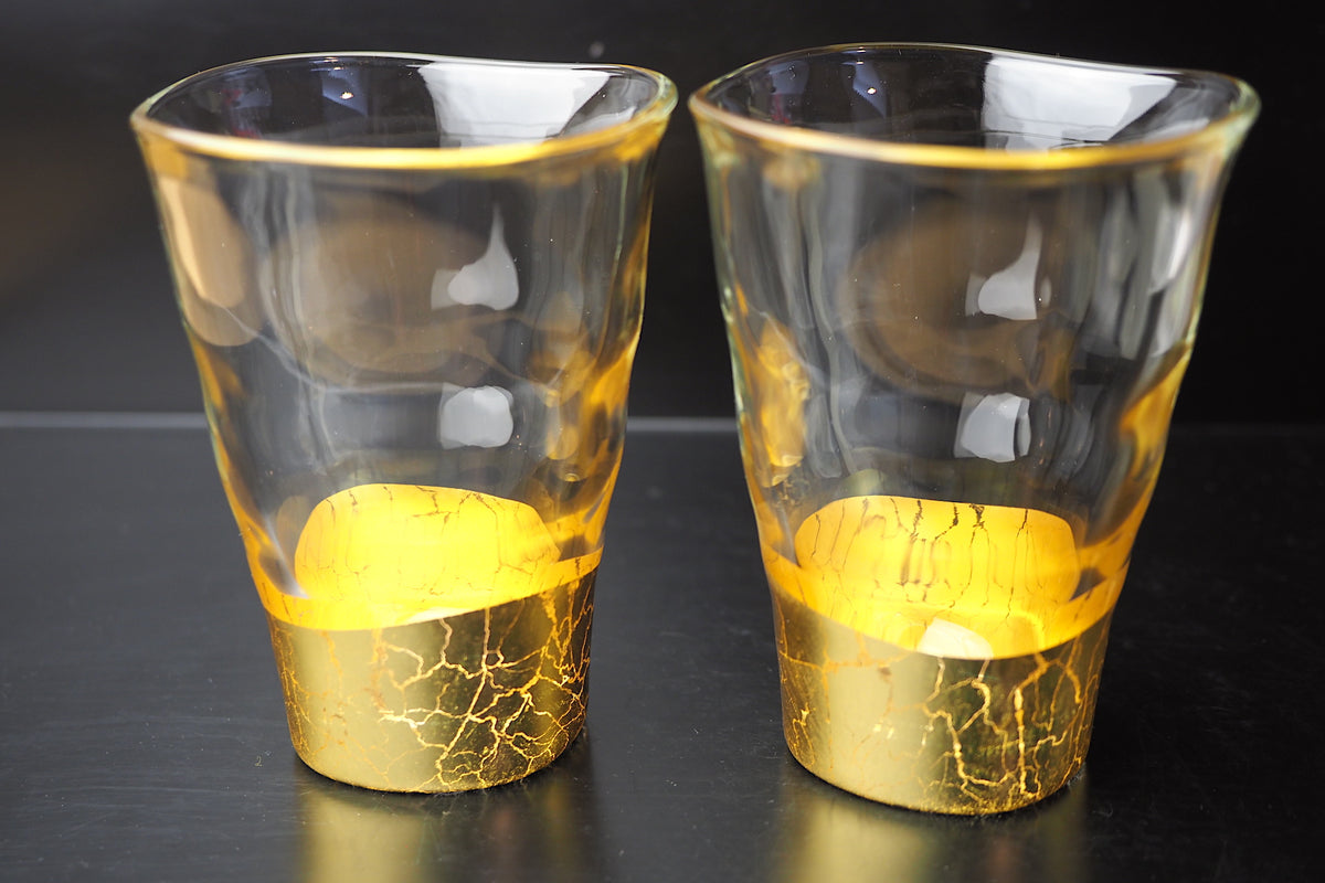 "Kannyu" Warped Glass with Gold Crazing (250ml) - Set of 2 — Wa-in ...