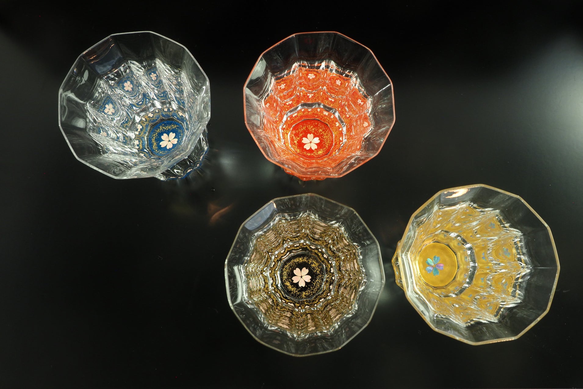 "Raden" Lacquer Coated Glass 150ml - Kaleidoscope Glass with Cherry Bl ...
