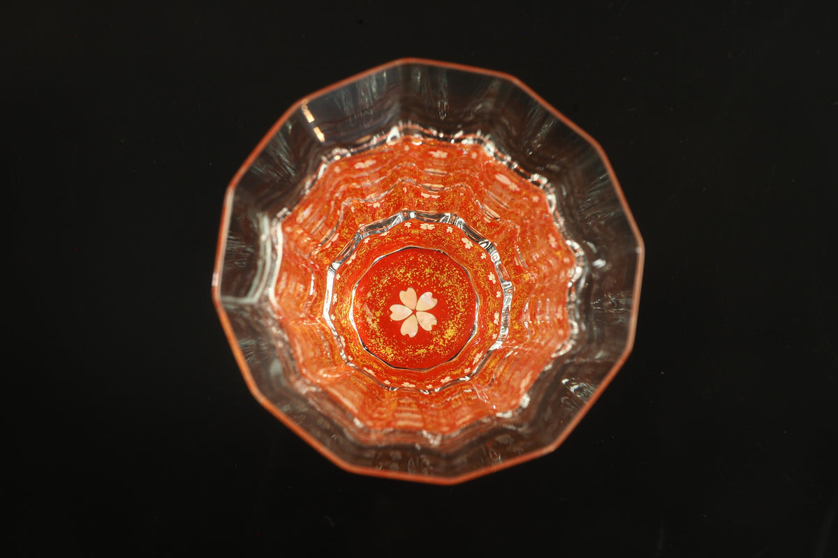 "Raden" Lacquer Coated Glass 150ml - Kaleidoscope Glass with Cherry Bl ...