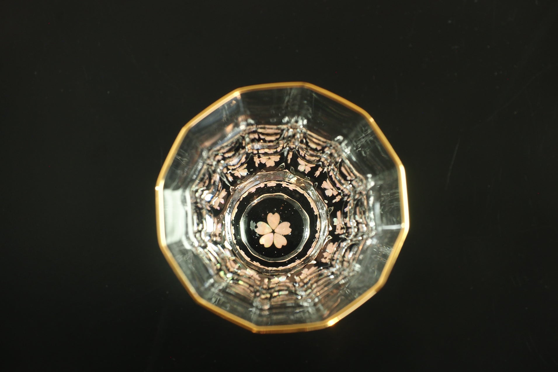 "Raden" Lacquer Coated Glass 70ml - Kaleidoscope Glass with Cherry Blo ...