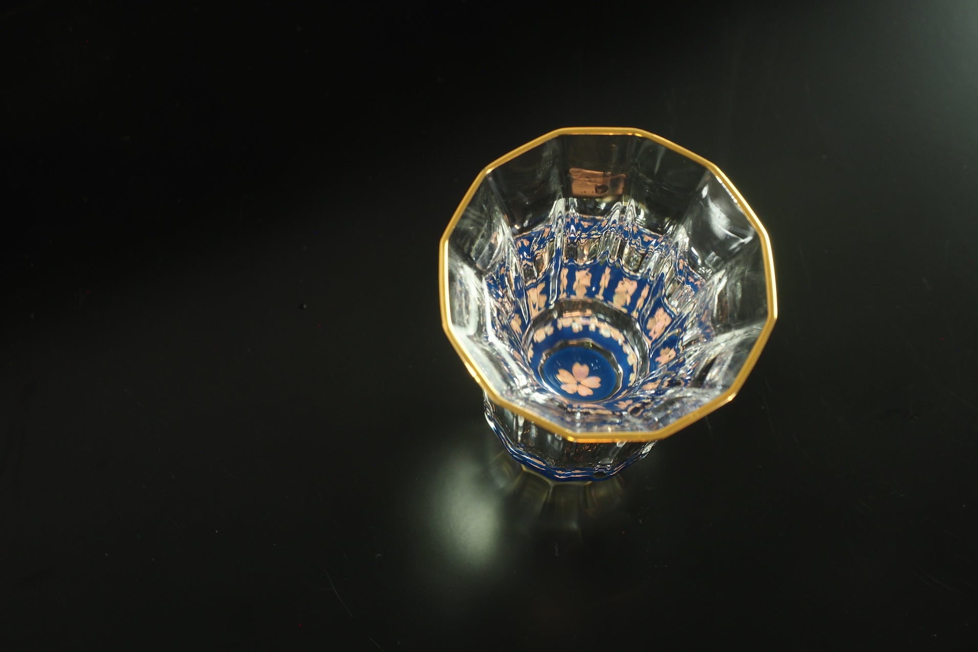 "Raden" Lacquer Coated Glass 70ml - Kaleidoscope Glass with Cherry Blo ...