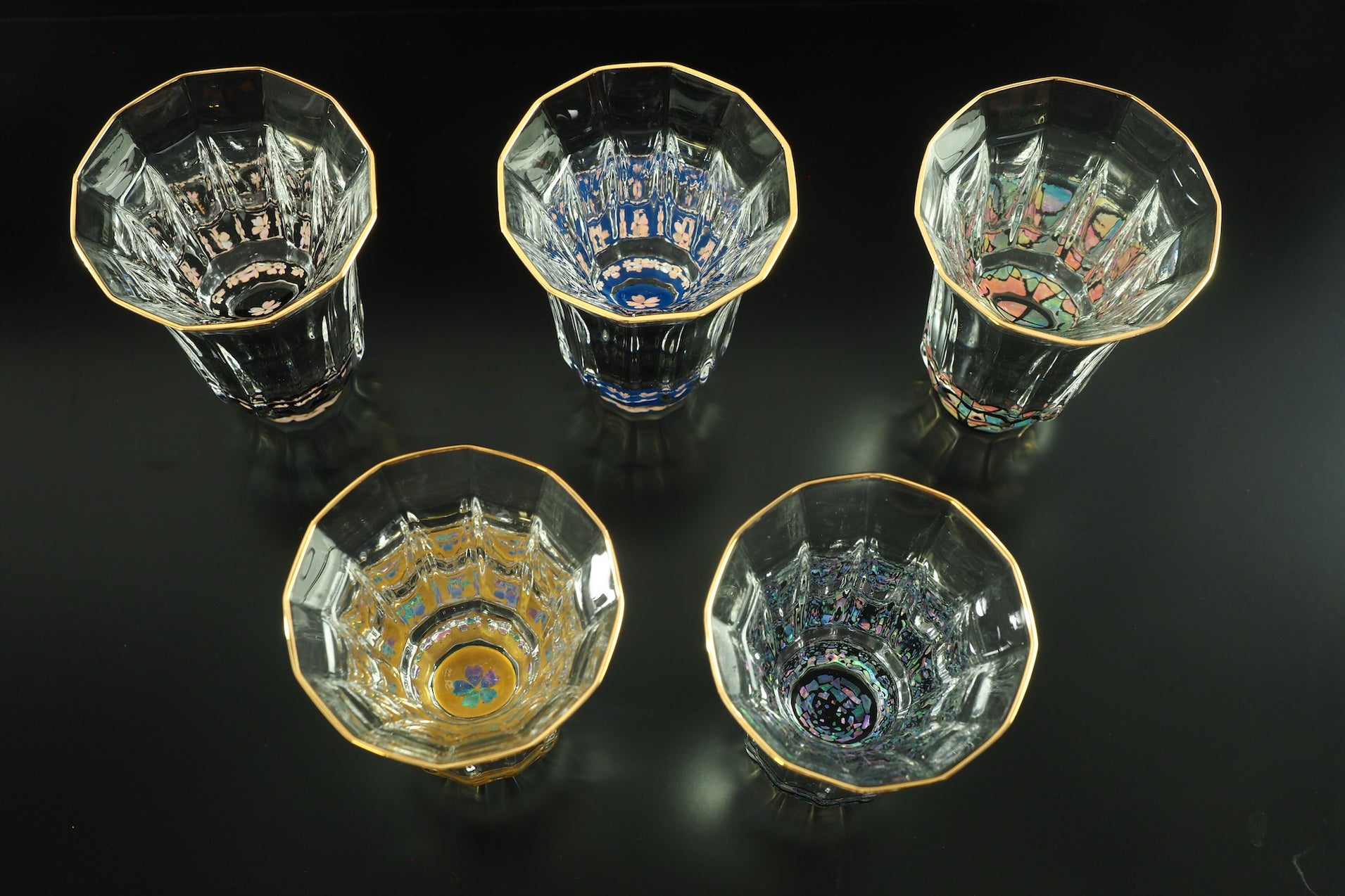 "Raden" Lacquer Coated Glass 70ml - Kaleidoscope Glass with Cherry Blo ...